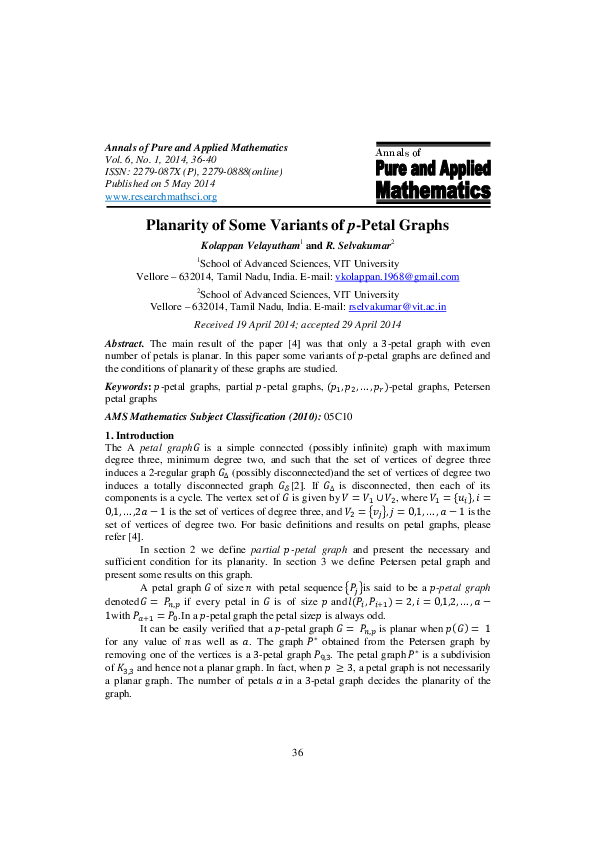 (PDF) Planarity of Some Variants of p-Petal Graphs