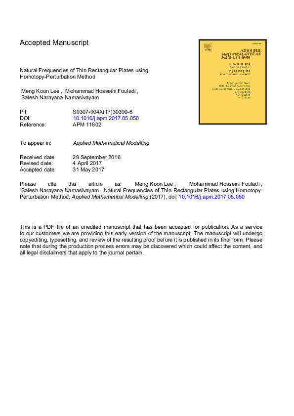 (PDF) Natural frequencies of thin rectangular plates clamped on contour ...