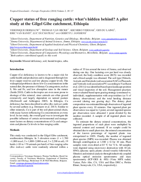 (PDF) Copper status of free ranging cattle: what's hidden behind? A pilot study at the Gilgel ...