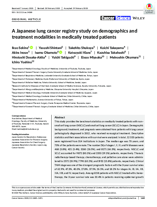 (PDF) A Japanese lung cancer registry study on demographics and ...