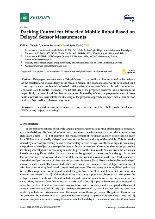 Pdf Tracking Control For Wheeled Mobile Robot Based On Delayed Sensor