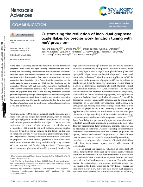 (PDF) Customizing the reduction of individual graphene oxide flakes for ...