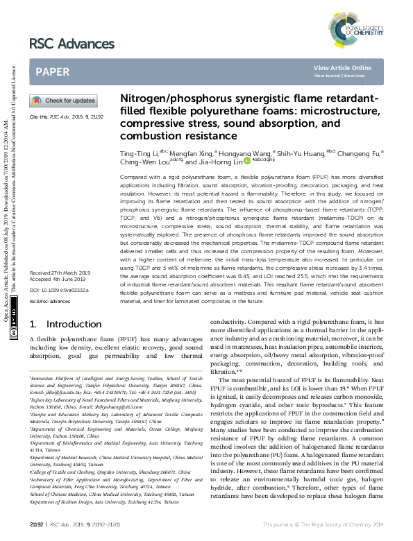 (PDF) Nitrogen/phosphorus synergistic flame retardant-filled flexible ...