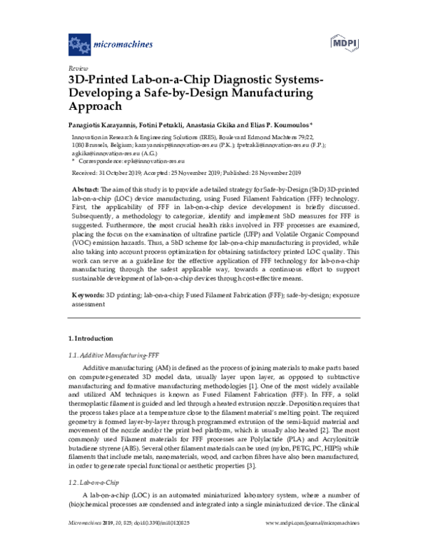(PDF) 3D Printed Lab-on-a-Chip Diagnostic Systems - Developing a Safe ...