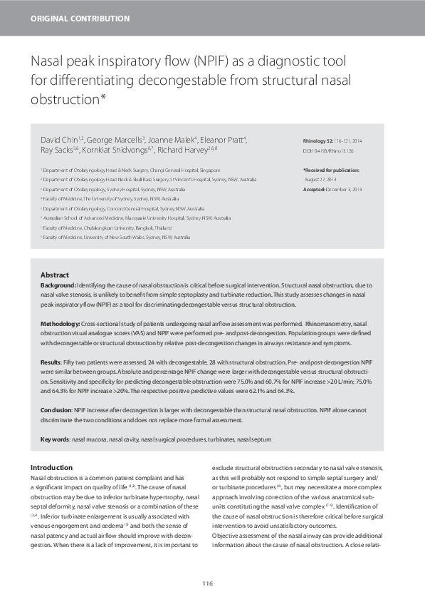 (PDF) Nasal peak inspiratory flow (NPIF) as a diagnostic tool for ...