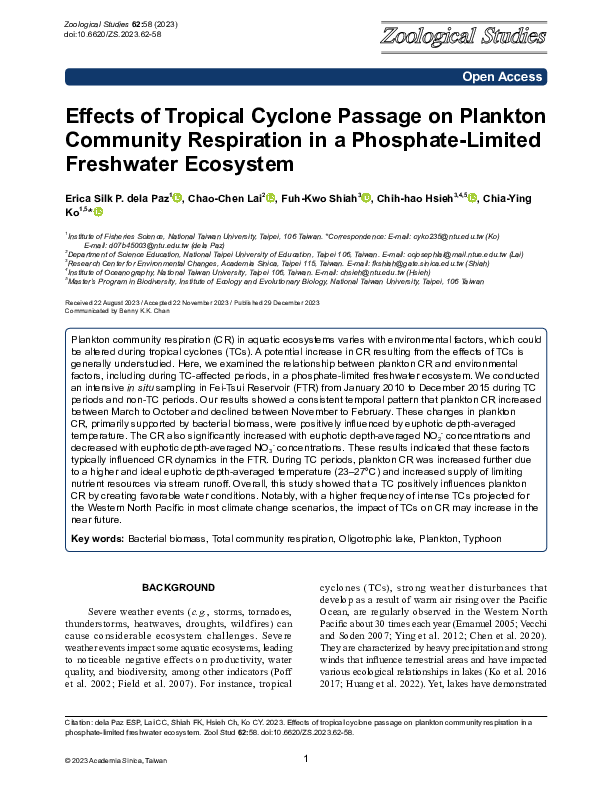 (PDF) Effects of Tropical Cyclone Passage on Plankton Community ...