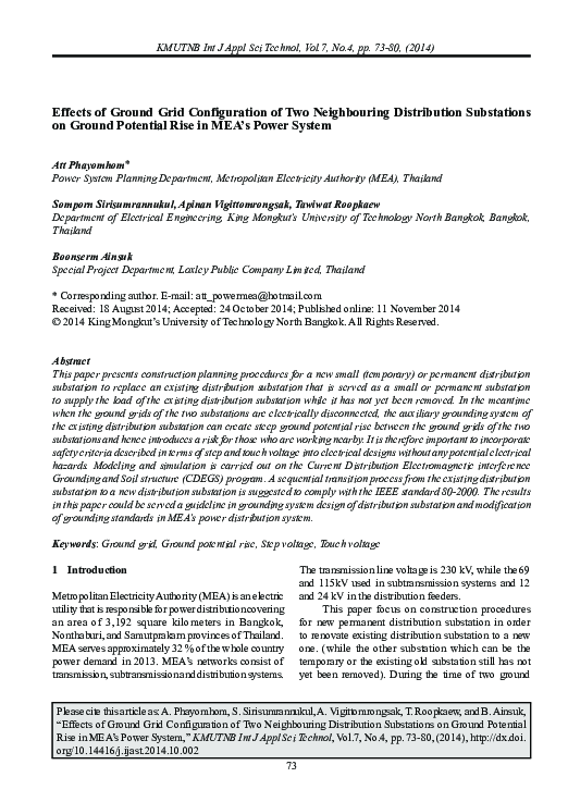 (PDF) Effects of Ground Grid Configuration of Two Neighbouring ...