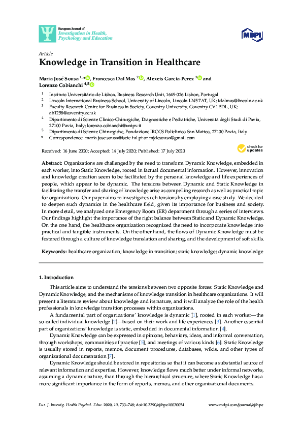 (PDF) Knowledge in Transition in Healthcare