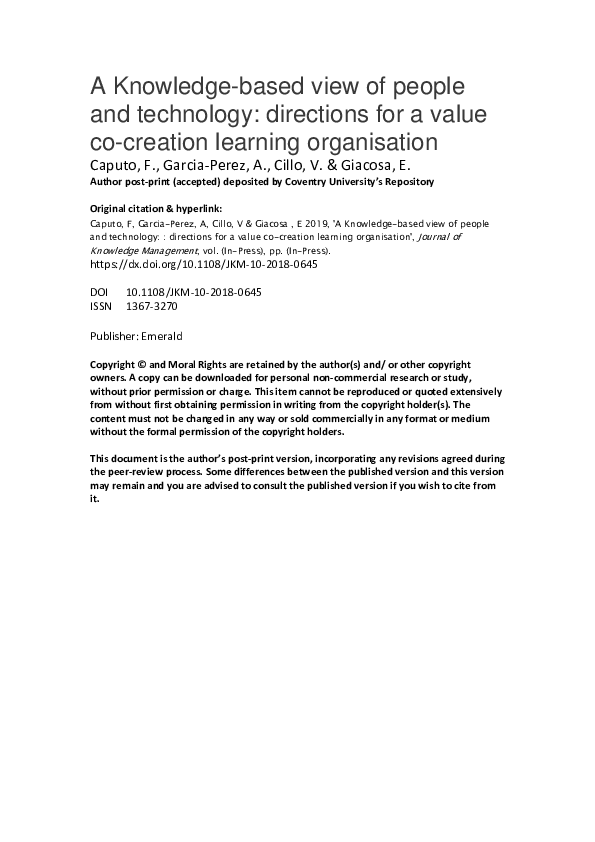 (PDF) A knowledge-based view of people and technology: directions for a ...