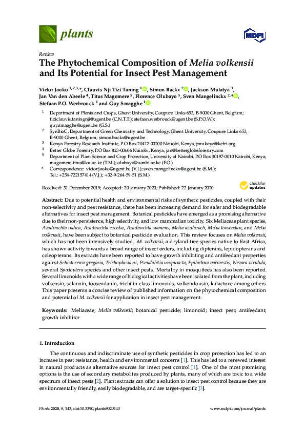 (PDF) The Phytochemical Composition of Melia volkensii and Its ...