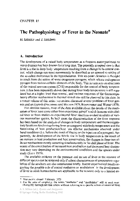 (PDF) The Pathophysiology of Fever in the Neonate