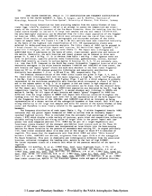 (PDF) Cone Crater Consortium, Apollo 14: (1) Identification and ...
