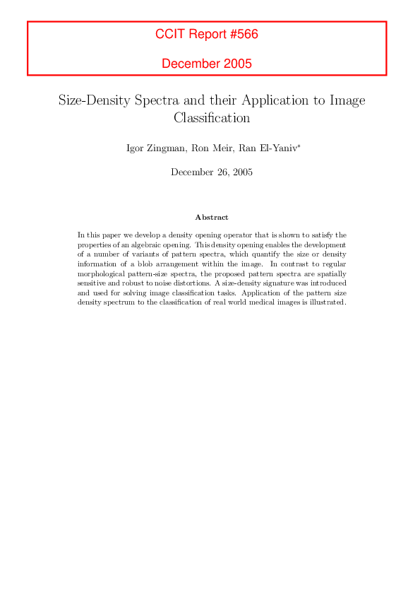 (PDF) Size–density spectra and their application to image ...