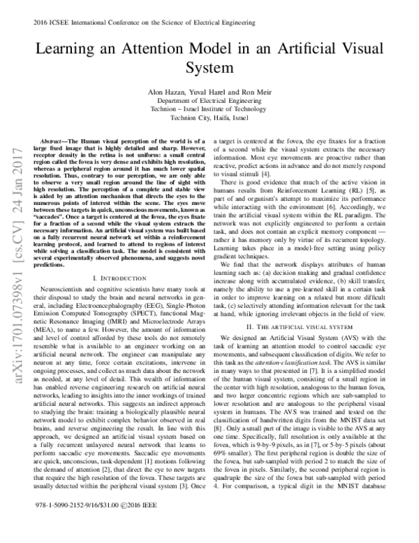(PDF) Learning an attention model in an artificial visual system