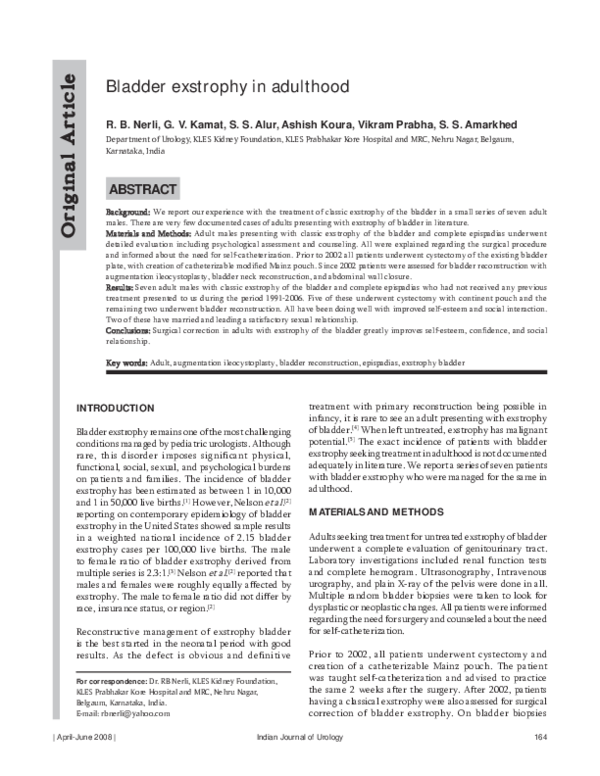 (PDF) Bladder exstrophy in adulthood