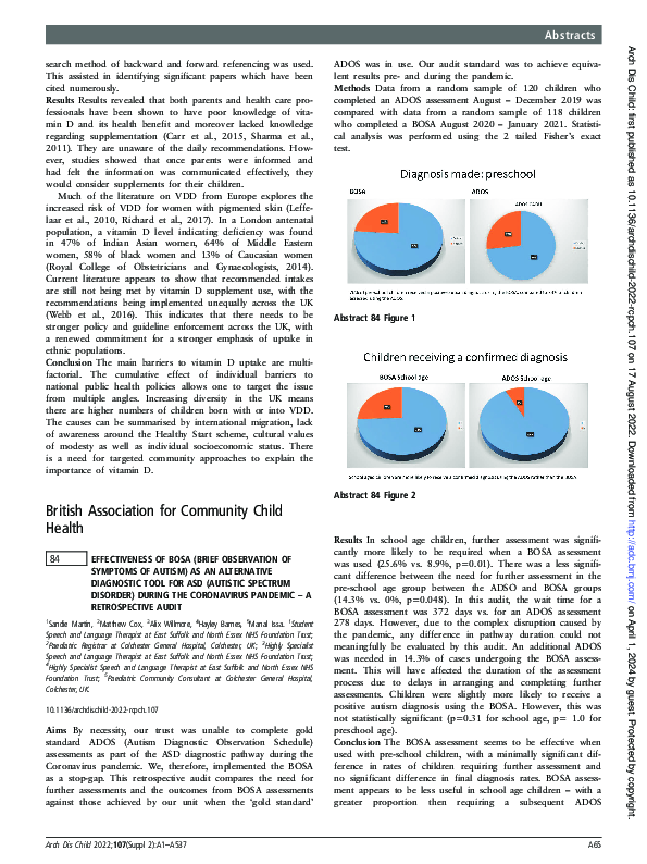 (PDF) 84 Effectiveness of BOSA (Brief Observation of Symptoms of Autism ...