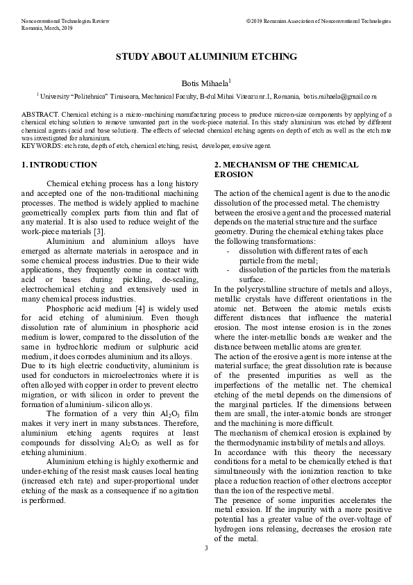 (PDF) Study About Aluminium Etching