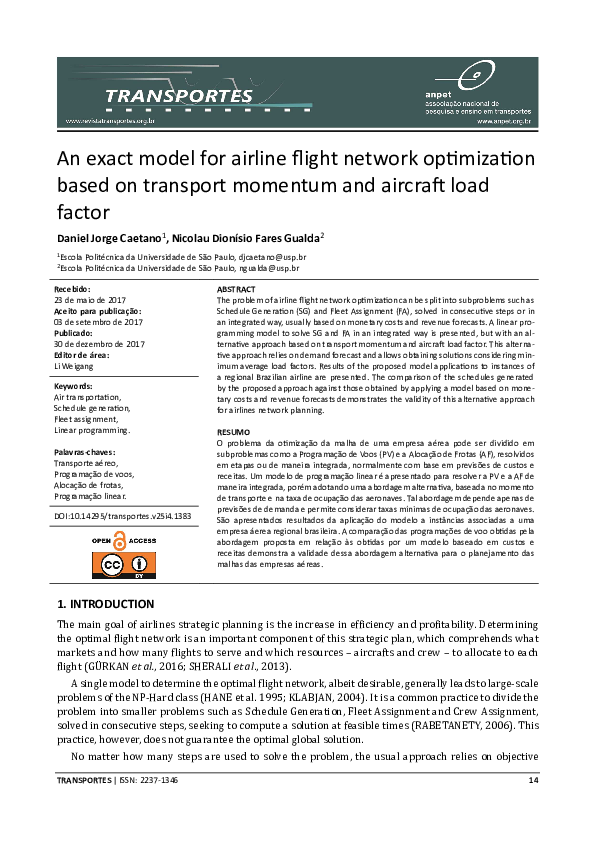 (PDF) Airline Network Optimization via Load Factor Model