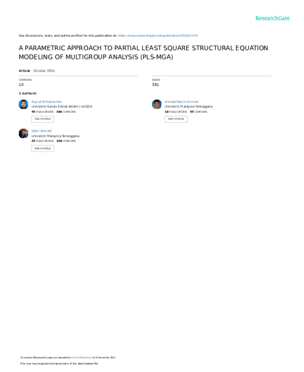 (PDF) A Parametric Approach To Partial Least Square Structural Equation ...