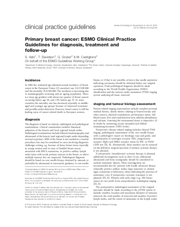 (PDF) Primary breast cancer: ESMO Clinical Practice Guidelines for ...