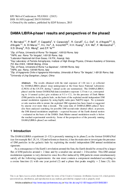 (PDF) DAMA/LIBRA-phase1 results and perspectives of the phase2