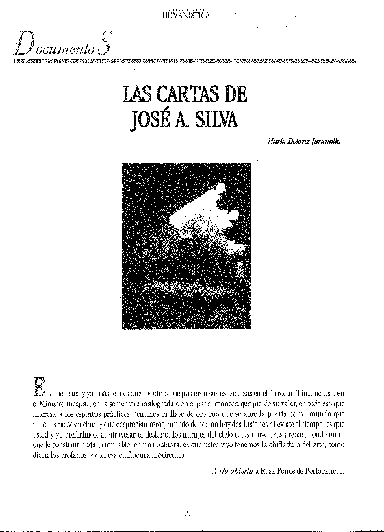 (PDF) Las cartas de José A. Silva | María Dolores Jaramillo - Academia.edu