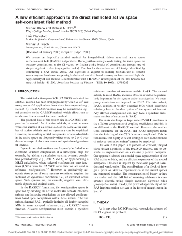 (PDF) A new efficient approach to the direct restricted active space self-consistent field method