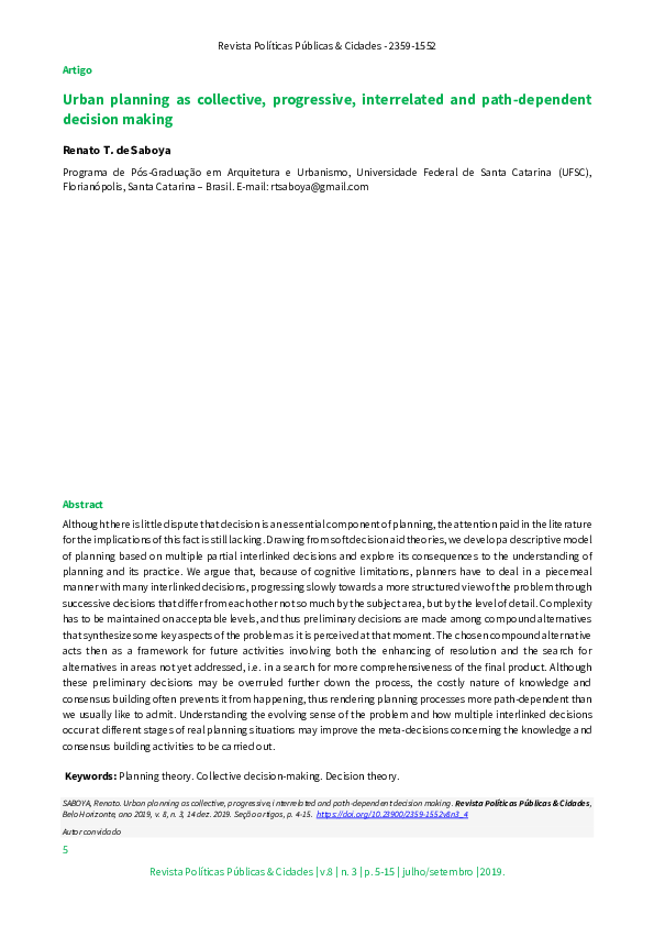 (PDF) Urban planning as collective, progressive, interrelated and path ...