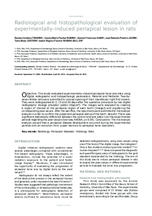 (PDF) Radiological and histopathological evaluation of experimentally ...