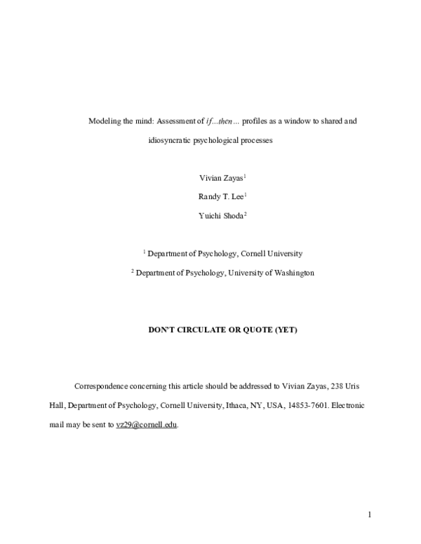 (PDF) Modeling the mind: Assessment of if…then… profiles as a window to ...