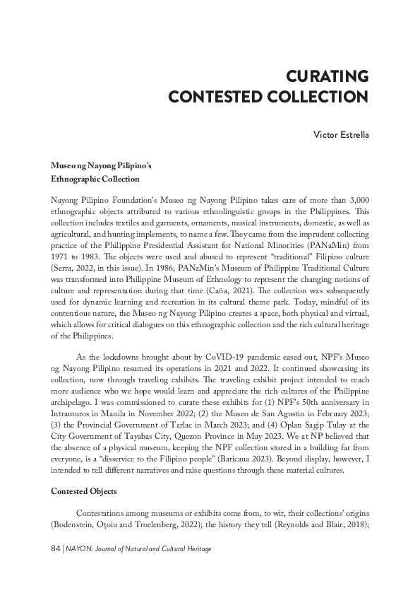 (PDF) Curating Contested Collection