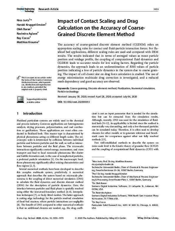 (PDF) Impact of Contact Scaling and Drag Calculation on the Accuracy of ...