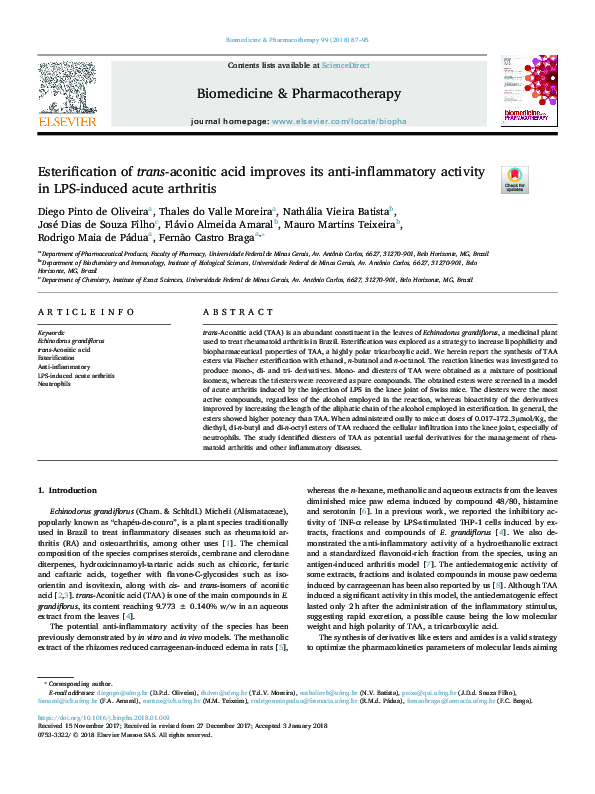 (PDF) Esterification of trans-aconitic acid improves its anti ...
