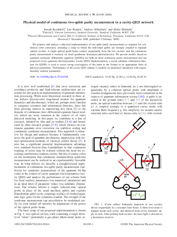(PDF) Physical model of continuous two-qubit parity measurement in a ...