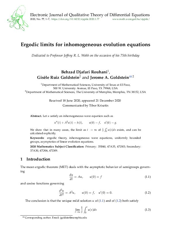 (PDF) Ergodic limits for inhomogeneous evolution equations