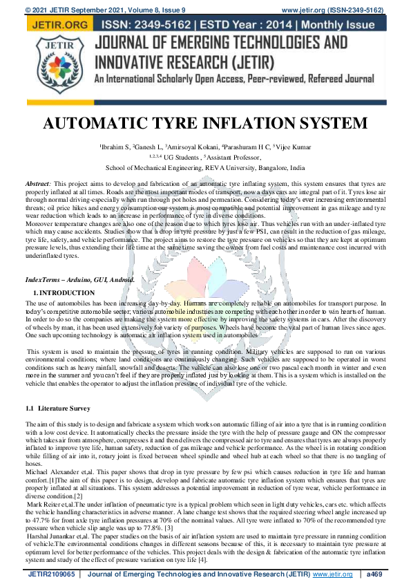 (PDF) Automatic Tyre Inflation System