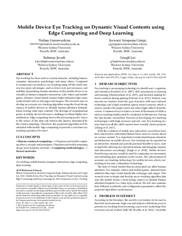 (PDF) Real-Time Mobile Eye Tracking for Dynamic Content with Edge AI
