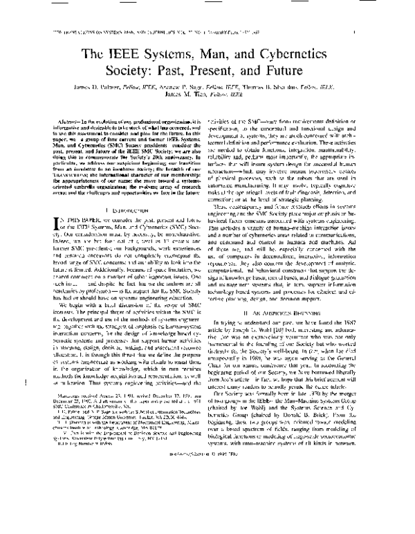 (PDF) The IEEE Systems. Man, and Cybernetics Society: past, present ...