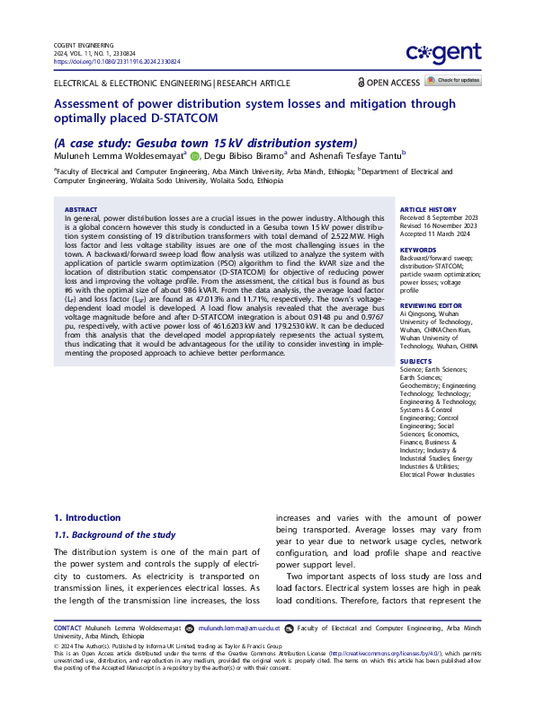 (PDF) Assessment of power distribution system losses and mitigation ...