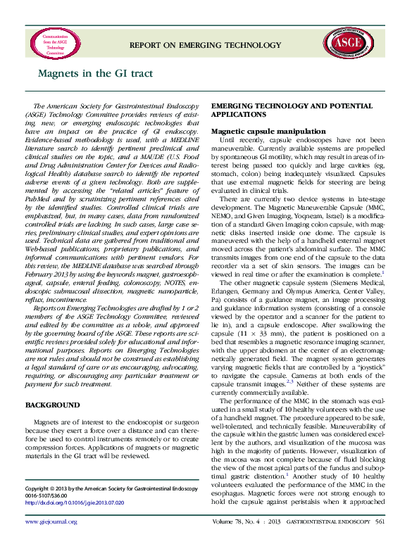 (PDF) Magnets in the GI tract