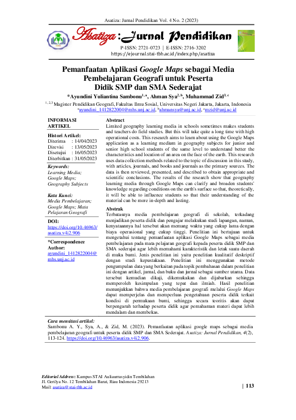 (PDF) Pemanfaatan Aplikasi Google Maps sebagai Media Pembelajaran Geografi untuk Peserta Didik ...