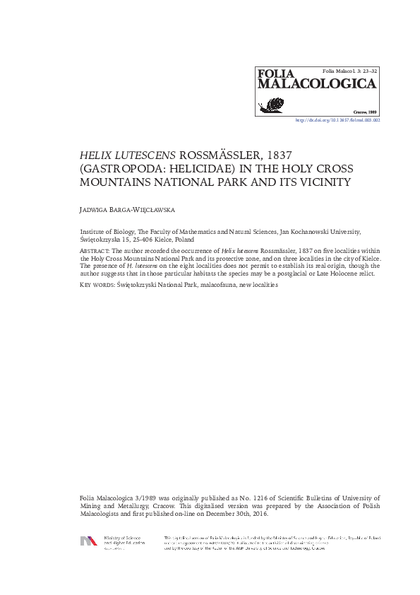 (PDF) Helix lutescens Rossmässler, 1837 (Gastropoda: Helicidae) in the ...