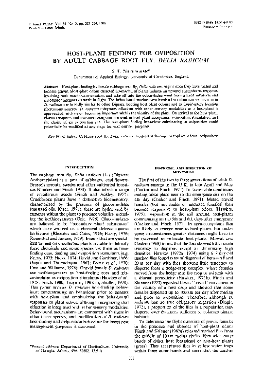 (PDF) Host-plant finding for oviposition by adult cabbage root fly ...