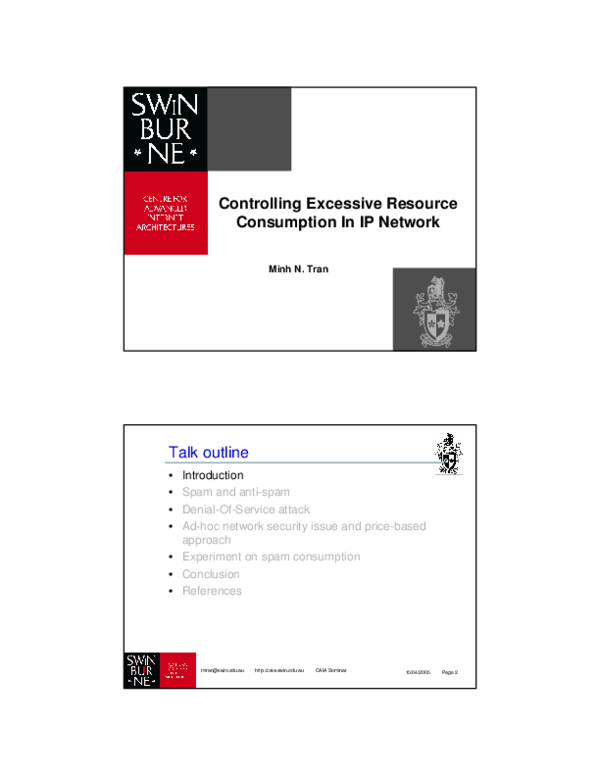 (PDF) Controlling Excessive Resource Consumption In IP Network