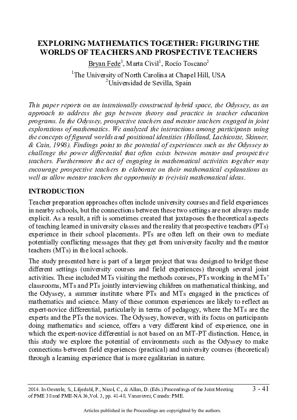 (PDF) Exploring Mathematics Together: Figuring the Worlds of Teachers ...