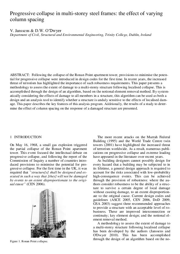 (PDF) Progressive collapse in multi-storey steel frames