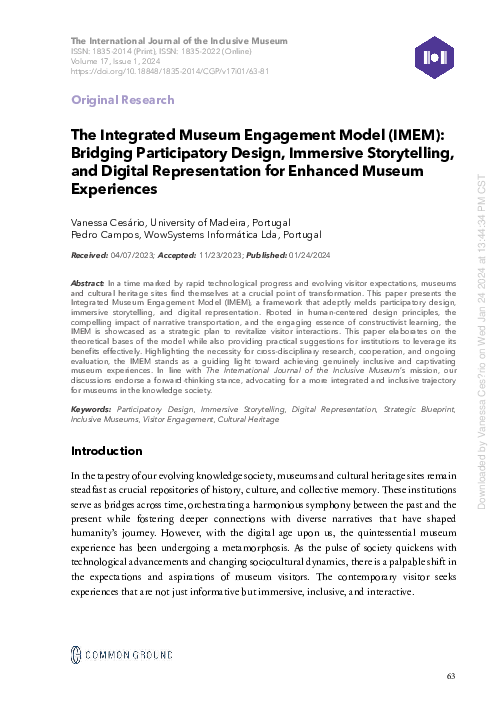 (PDF) The Integrated Museum Engagement Model (IMEM): Bridging ...