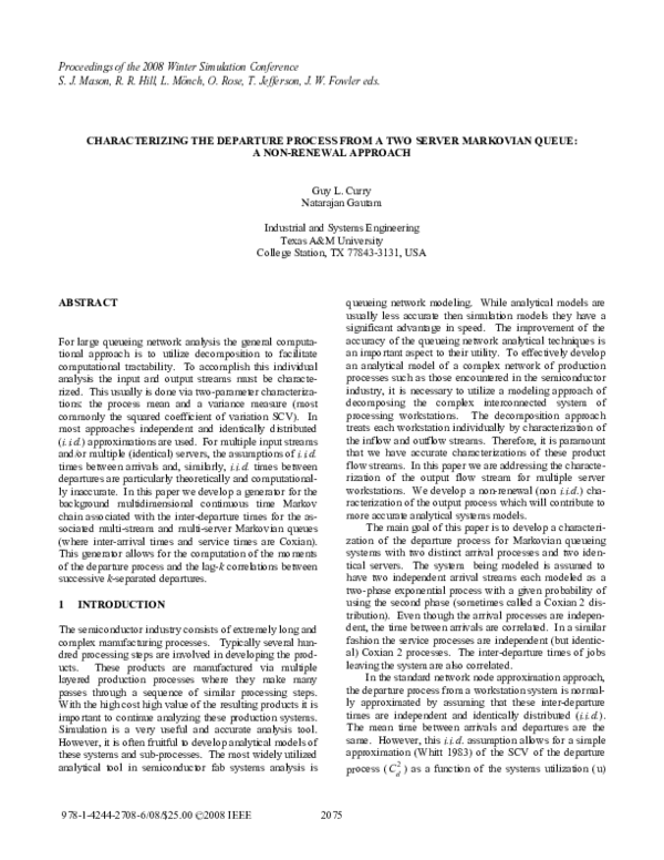 (PDF) Characterizing the departure process from a two server Markovian queue: a non-renewal approach
