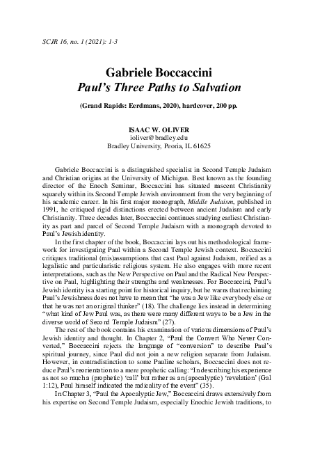 (PDF) Gabriele Boccaccini. Paul’s Three Paths to Salvation