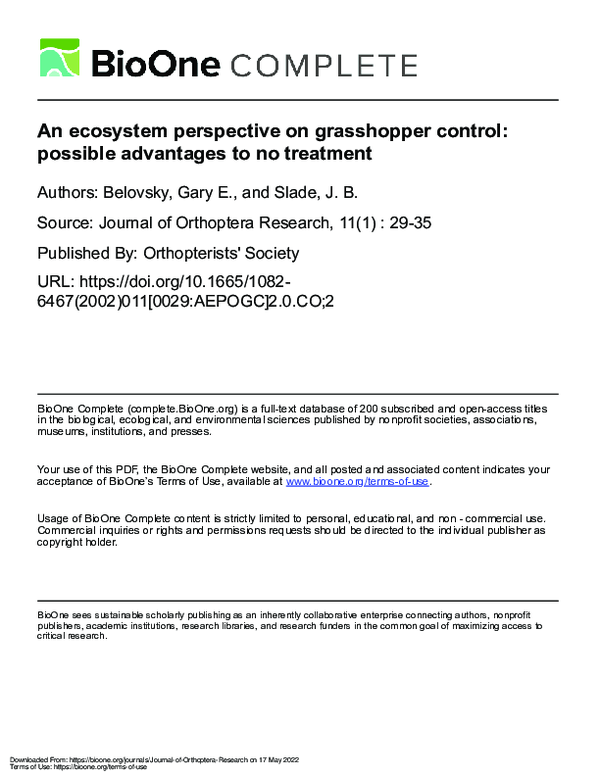 (PDF) An ecosystem perspective on grasshopper control: possible ...